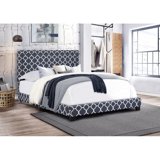 Marine Quatrefoil Upholstered Bed with Nail Head Trim, Multiple Sizes ...