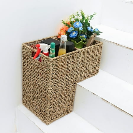 40 x 20 x 42CM 2 Compartments Household Wicker Handwoven Stair Step ...