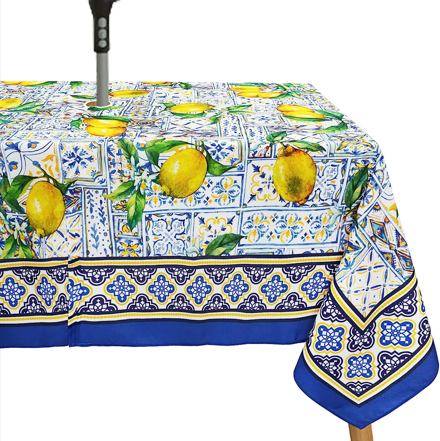Waterproof Outdoor Tablecloth with Umbrella Hole for Rectangle Table ...