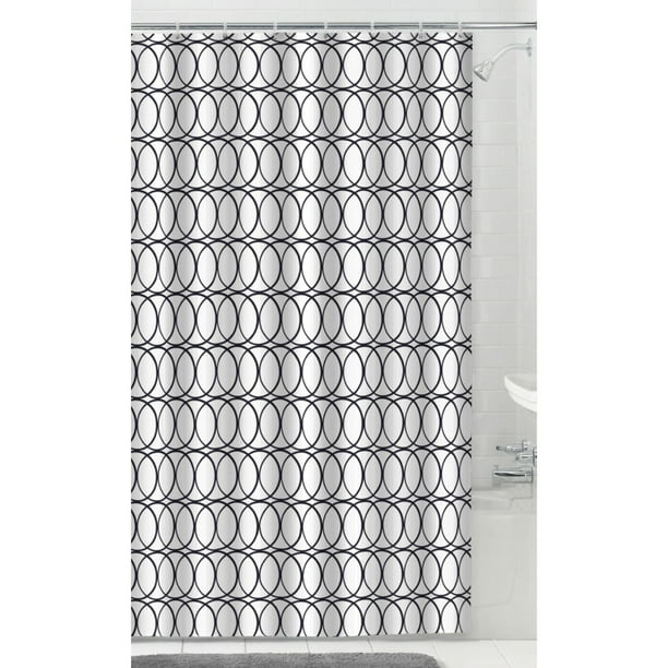 Mainstays Decorative Shower Curtain with 12 Hooks: 13 Piece Shower Set ...