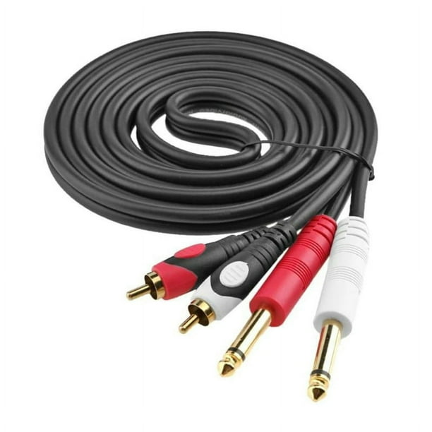 Dual Male Mono 6.35mm to Dual RCA Male Mono Splitter Y Cable Insert ...