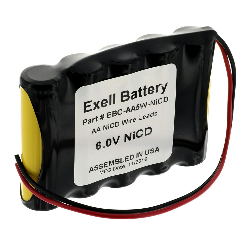 Exell 6V 1000mAh (5xAA) NiCd Custom Battery Pack w/ Wire Leads ...