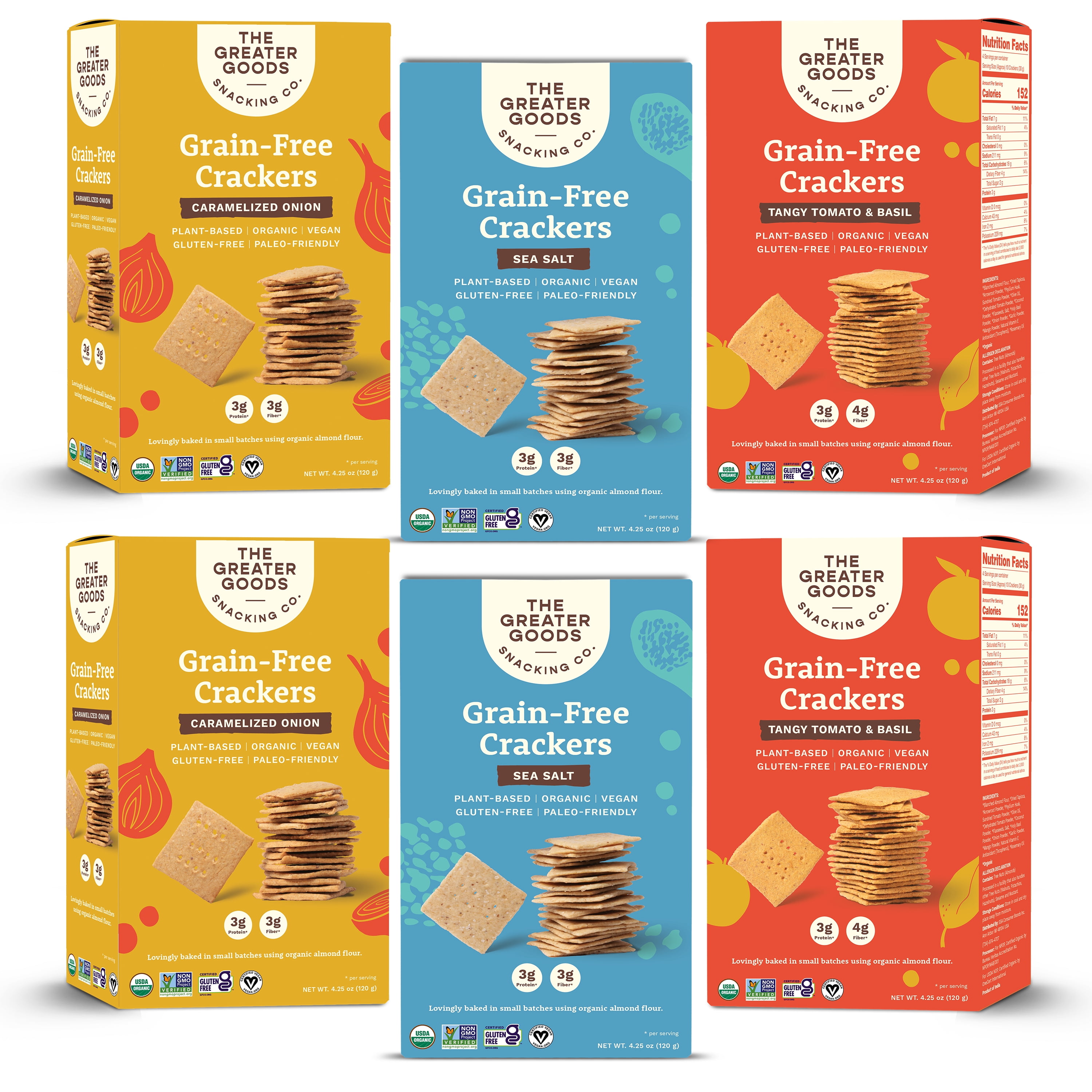 The Greater Goods Snacking Co., Gluten Free Sampler Pack Crackers, 4oz ...