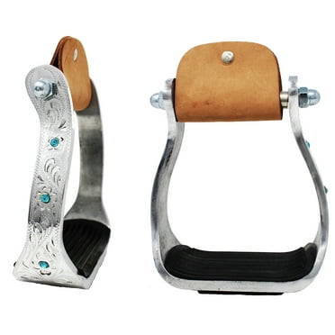 Horse Saddle Western Barrel Racing Aluminum Stirrups 5" Wide Cobalt ...