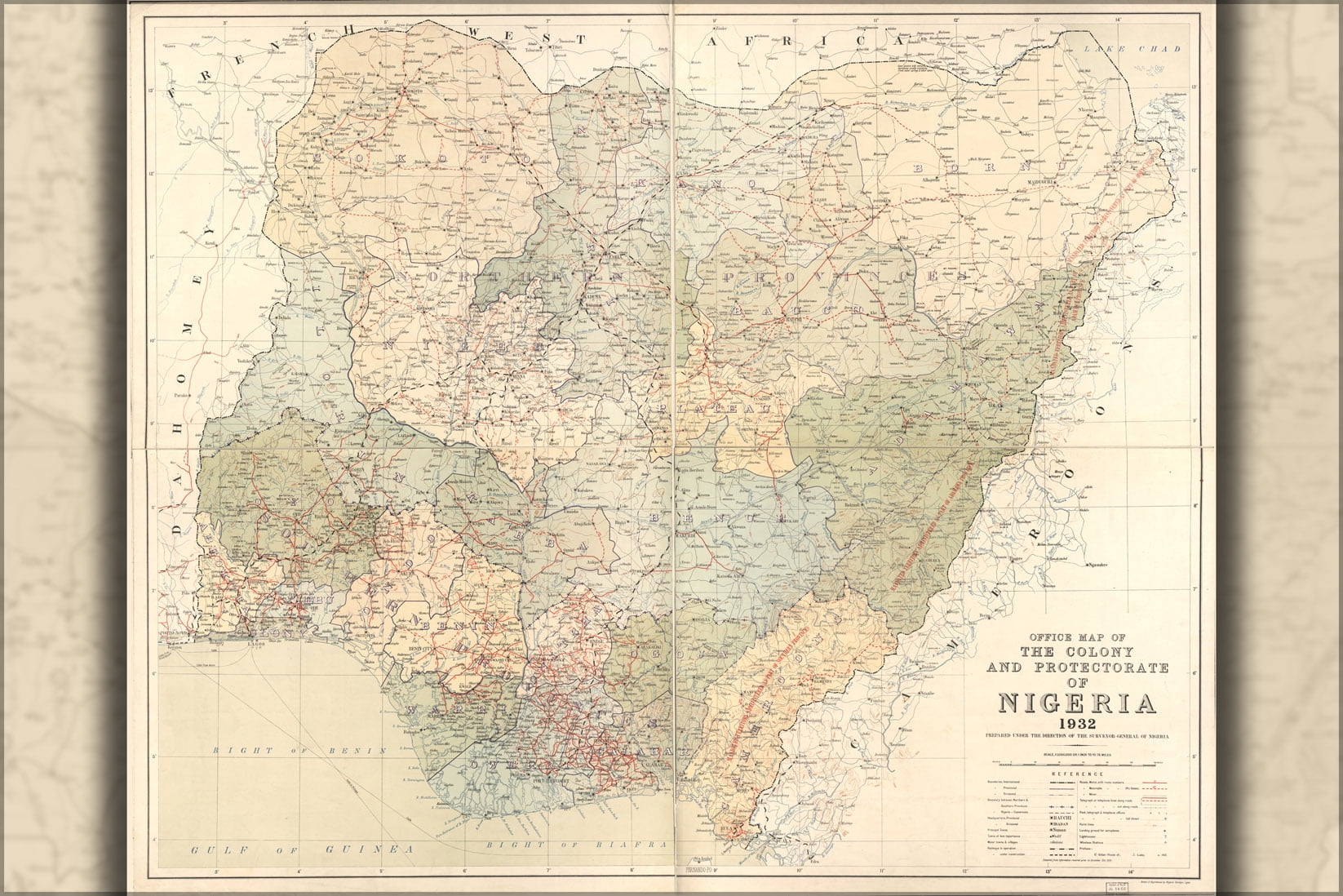 24"x36" Gallery Poster, map of the Colony of Nigeria, 1932 - Walmart.com
