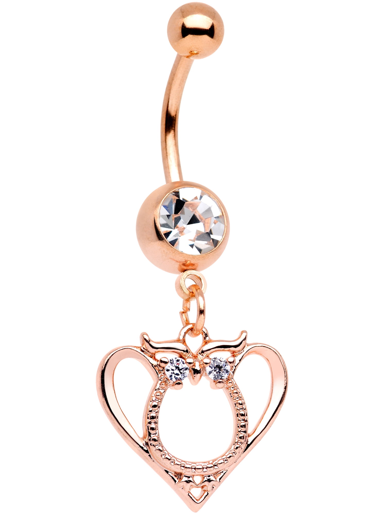 Body Candy 316L Rose Anodized Steel Navel Ring Piercing Valentines Owl ...