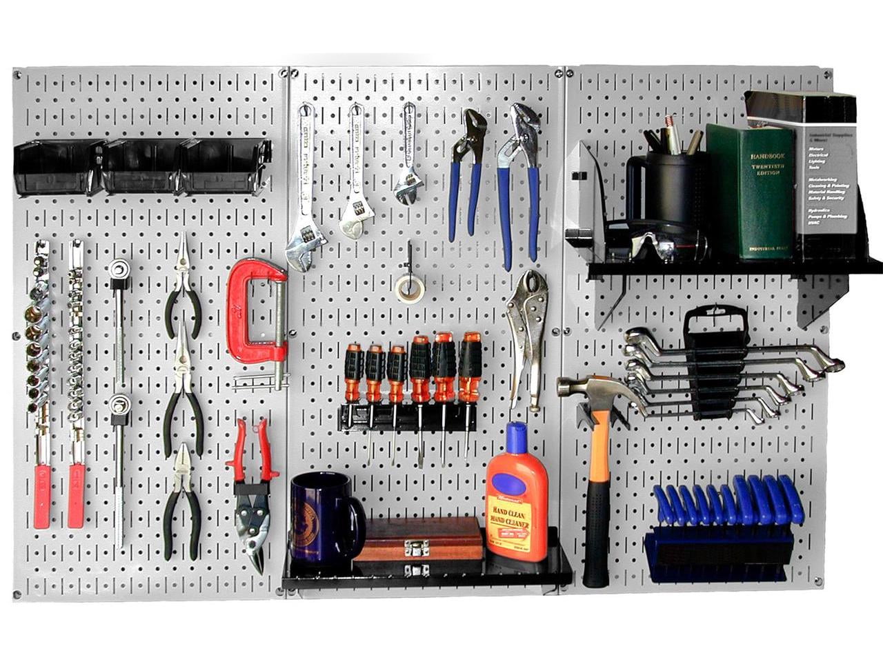 4ft Metal Pegboard Standard Tool Storage Kit - Gray Toolboard & Black ...