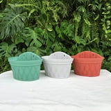 Mr. Garden 12 Inch Plastic Wall-Mounted Planter, Brick Red x1, Green x1 ...