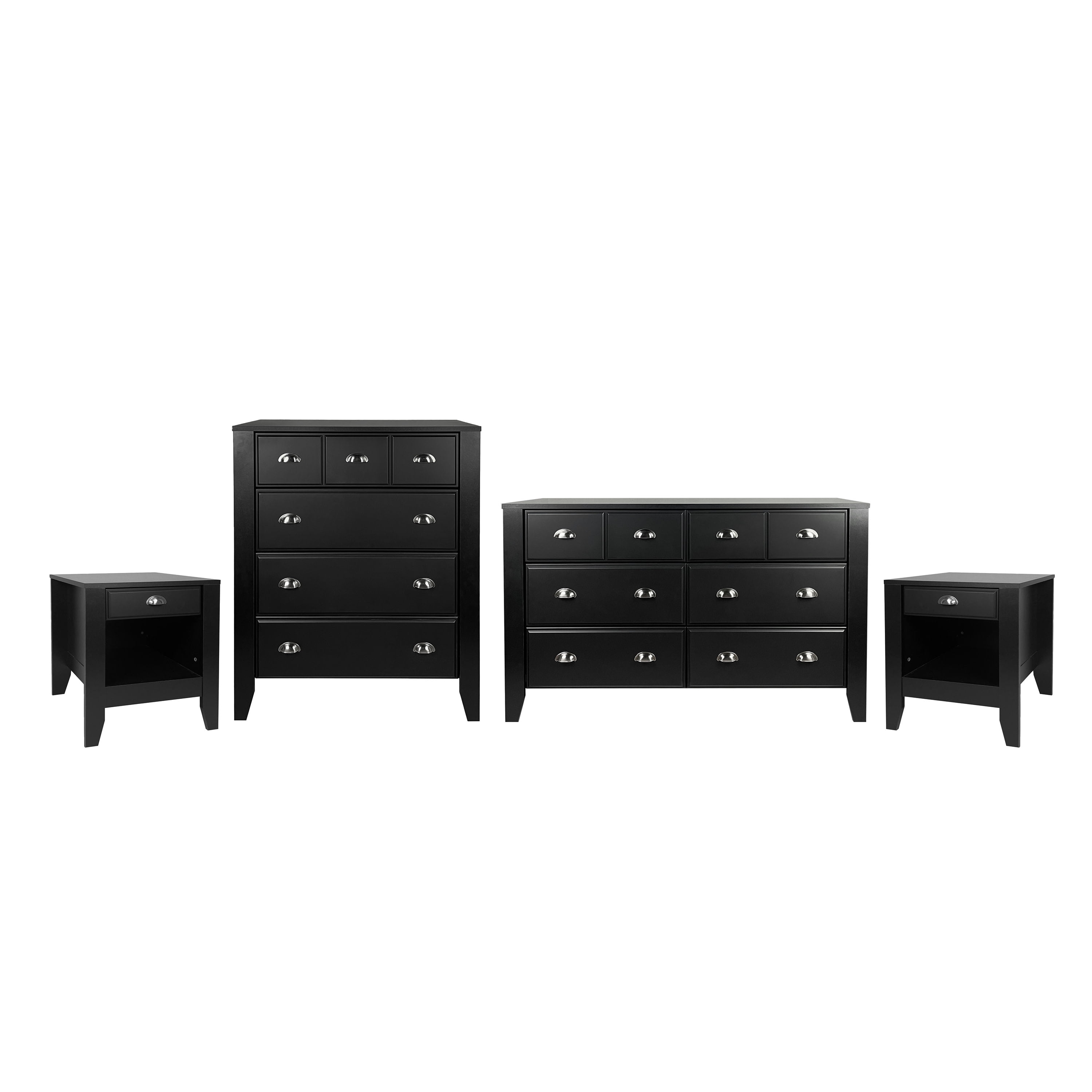 GDF Studio Cleary Contemporary Faux Wood 4 Piece Bedroom Set, Black ...