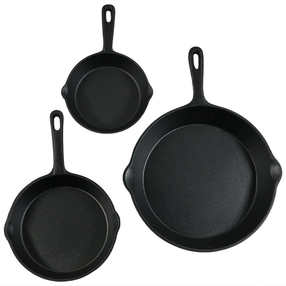 Lexi Home Pre Seasoned Cast Iron Skillet Fry Pan Set - 3 Pack - Walmart.com