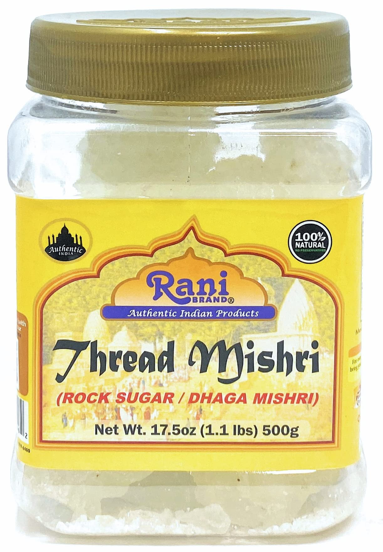 Rani Thread Misri (Rock Sugar / Dhaga Mishri) 17.5oz (1.1lbs) 500g PET ...