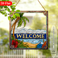 2D Flat, 1pc Tropical Beach Welcome Suncatcher Sign - 8 Inch Square ...