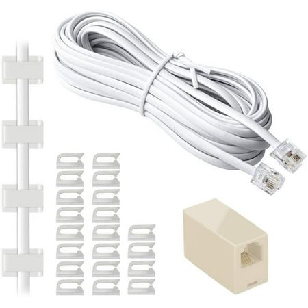 Telephone Extension Cord 25 Feet Phone Cable with Standard RJ11 Plug ...