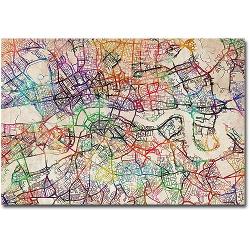 Trademark Art "London Street Map V" Canvas Wall Art by Michael Tompsett ...