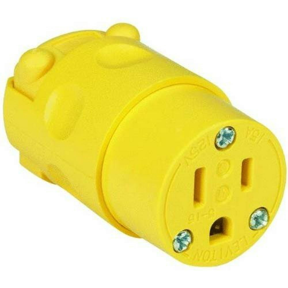 Leviton 660-515CV-0CV 15 Amp Vinyl Connector Grounded 125 Volt, Yellow ...