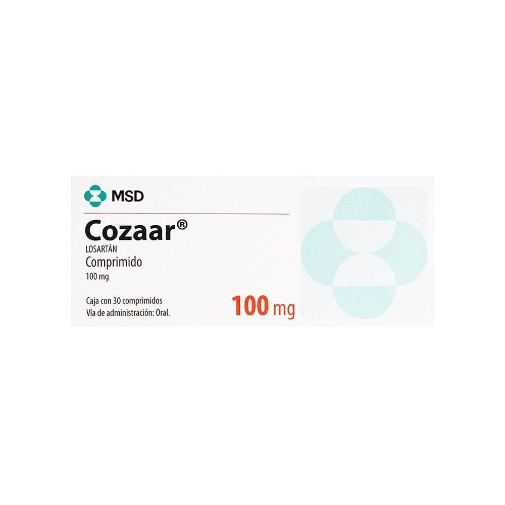 Cozaar 100 mg comprimidos 30 pzas | Walmart en línea