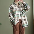 Ailaofu Women's Cotton Plaid Shacket 2026 Spring Outfits Long Sleeve ...