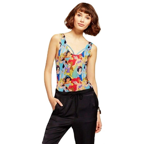 Disney Princesses Junior Fit Stretch T-Shirt Snap Bodysuit (Large ...