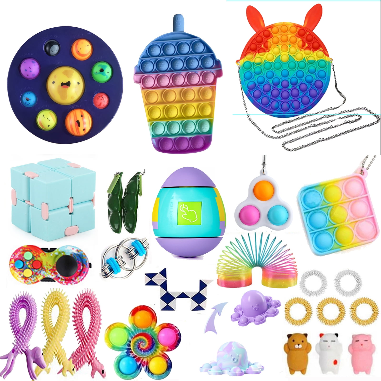 Nokiwiqis Fidget Toy Packs, Sensory Fidget Toys Set with Marble Mesh ...