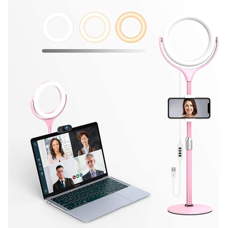 Elitehood 8‘‘ Pink Ring Light for Laptop Computer, Desk Ring Light with ...
