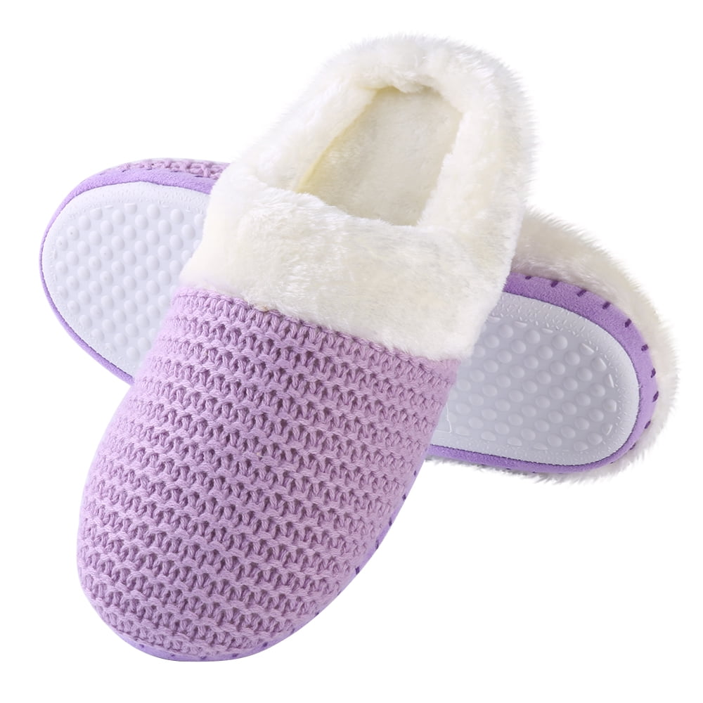 Womens Warm Winter Slippers Cozy Cable Knit Memory Foam House Slipper ...