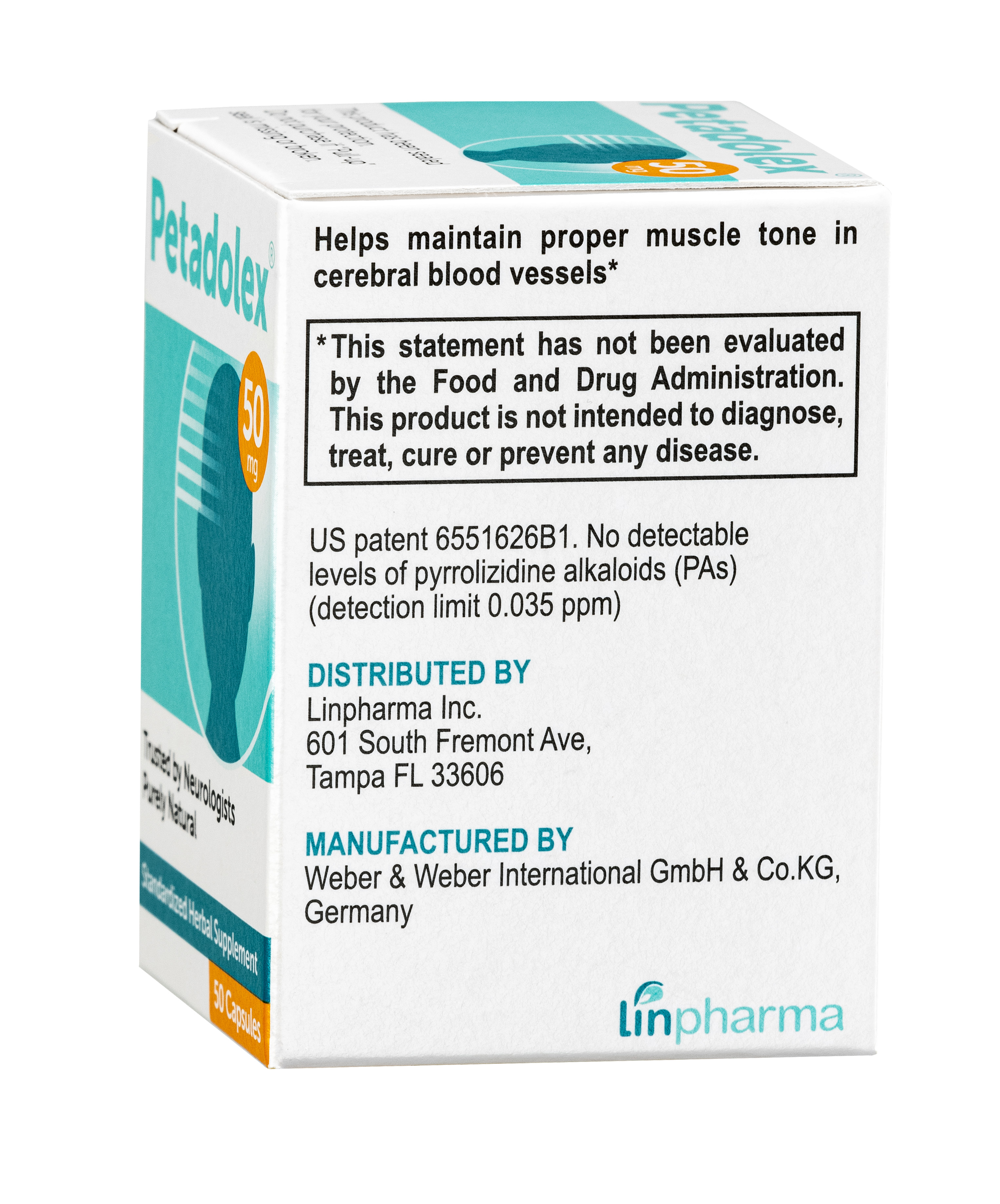 Buy Linpharma Petadolex 50 mg patented PA-free butterbur root extract ...