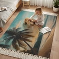 Bedroom Rug Carpet 3'x 5', Tropical Palm Washable Floor Carpet with ...