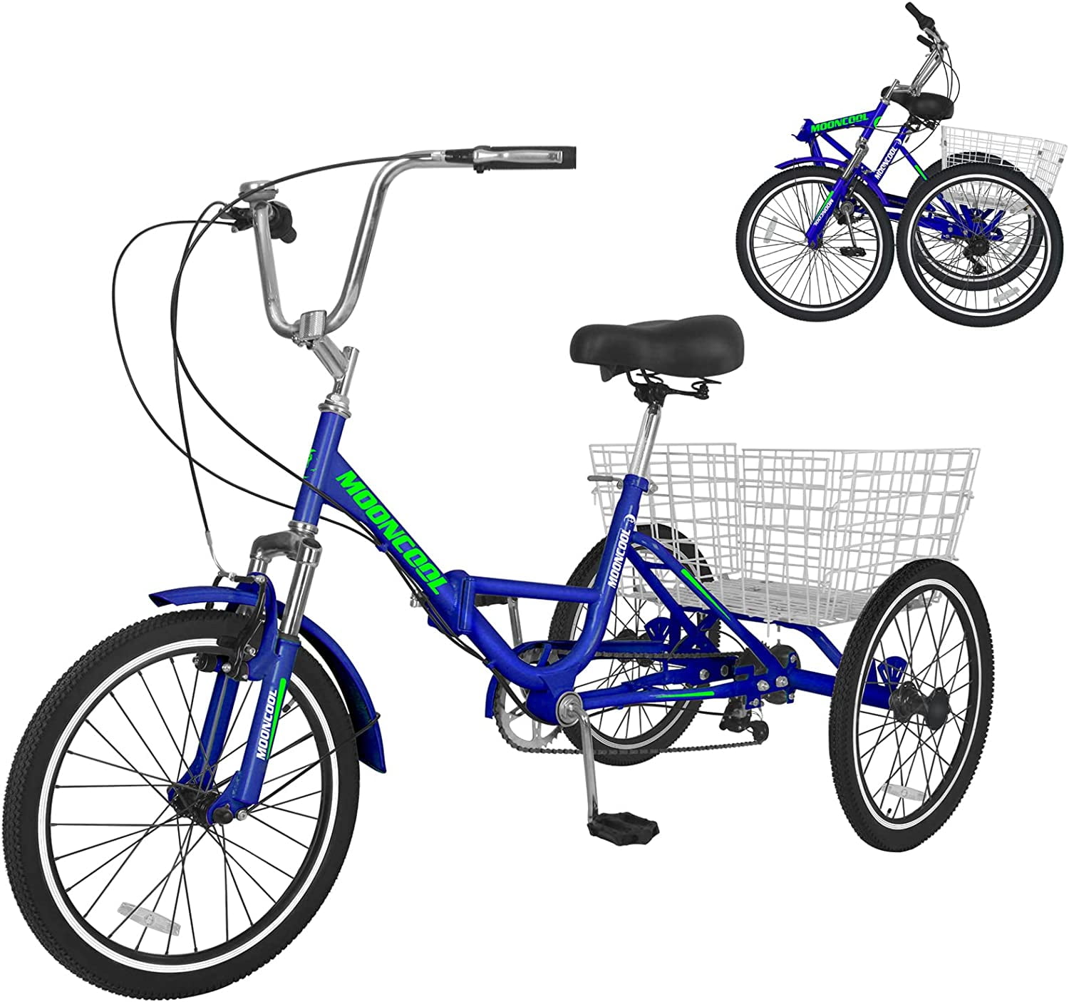 ABORON 20/24/26 inch 7 Speed Adult Folding Tricycles with Basket, 3 ...
