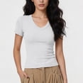 CAIVO Women Shirts Casual Elegant Slim Fit Short Sleeve Tops Summer ...