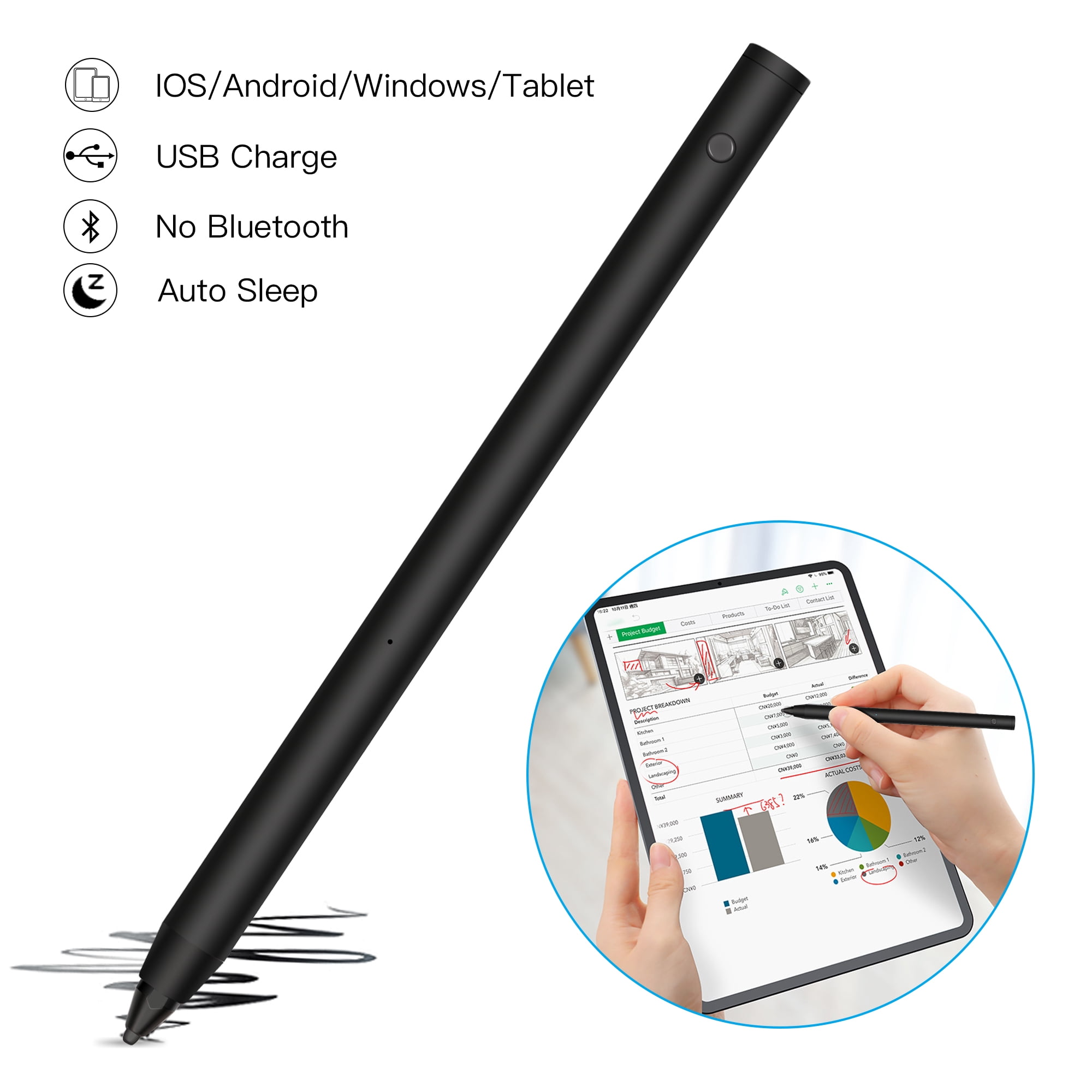 AGPtek Active Stylus Pen Android IPad IOS Microsoft Tablet Compatible