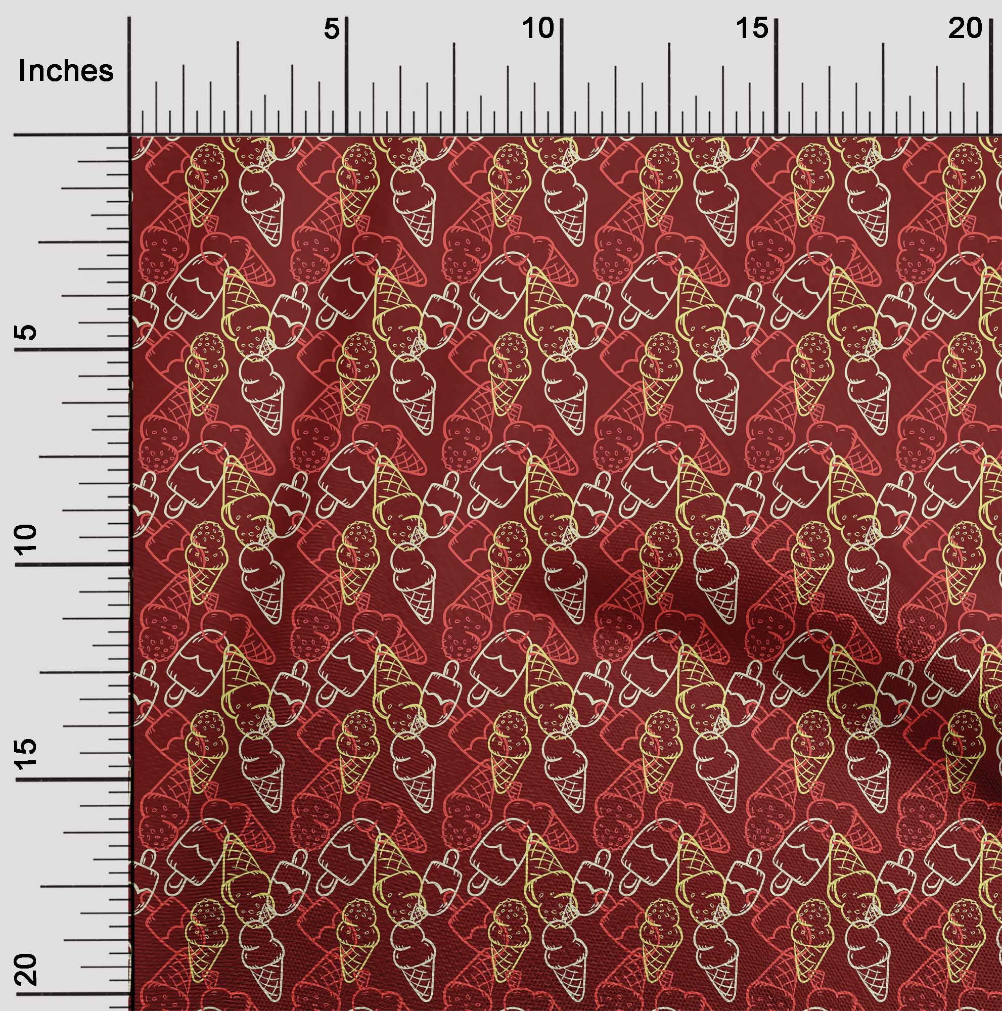 oneOone Cotton Flex Dark Red Fabric Ice Cream Food Diy Clothing ...