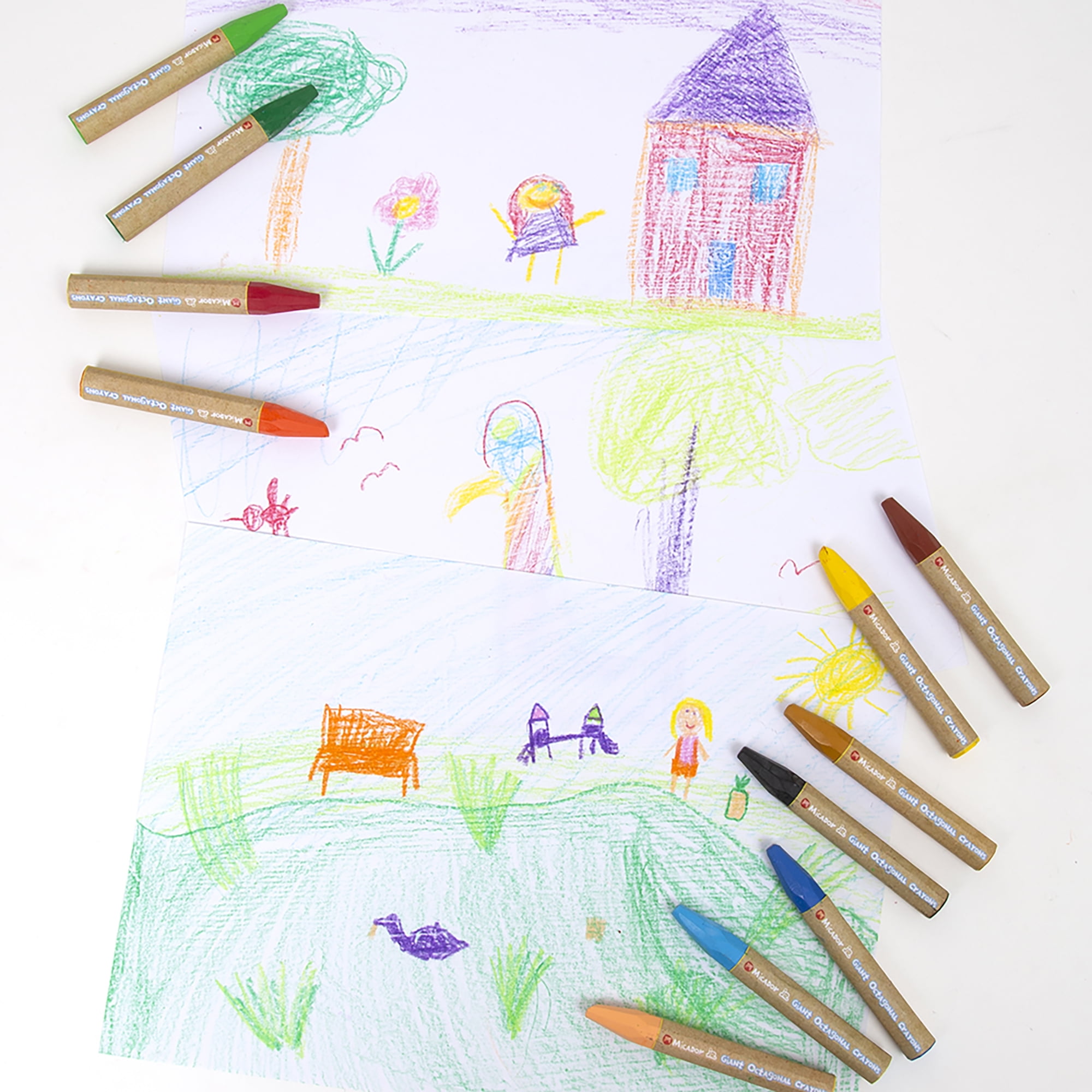Micador Jr. Giant Octagonal Crayons, 12-Colors