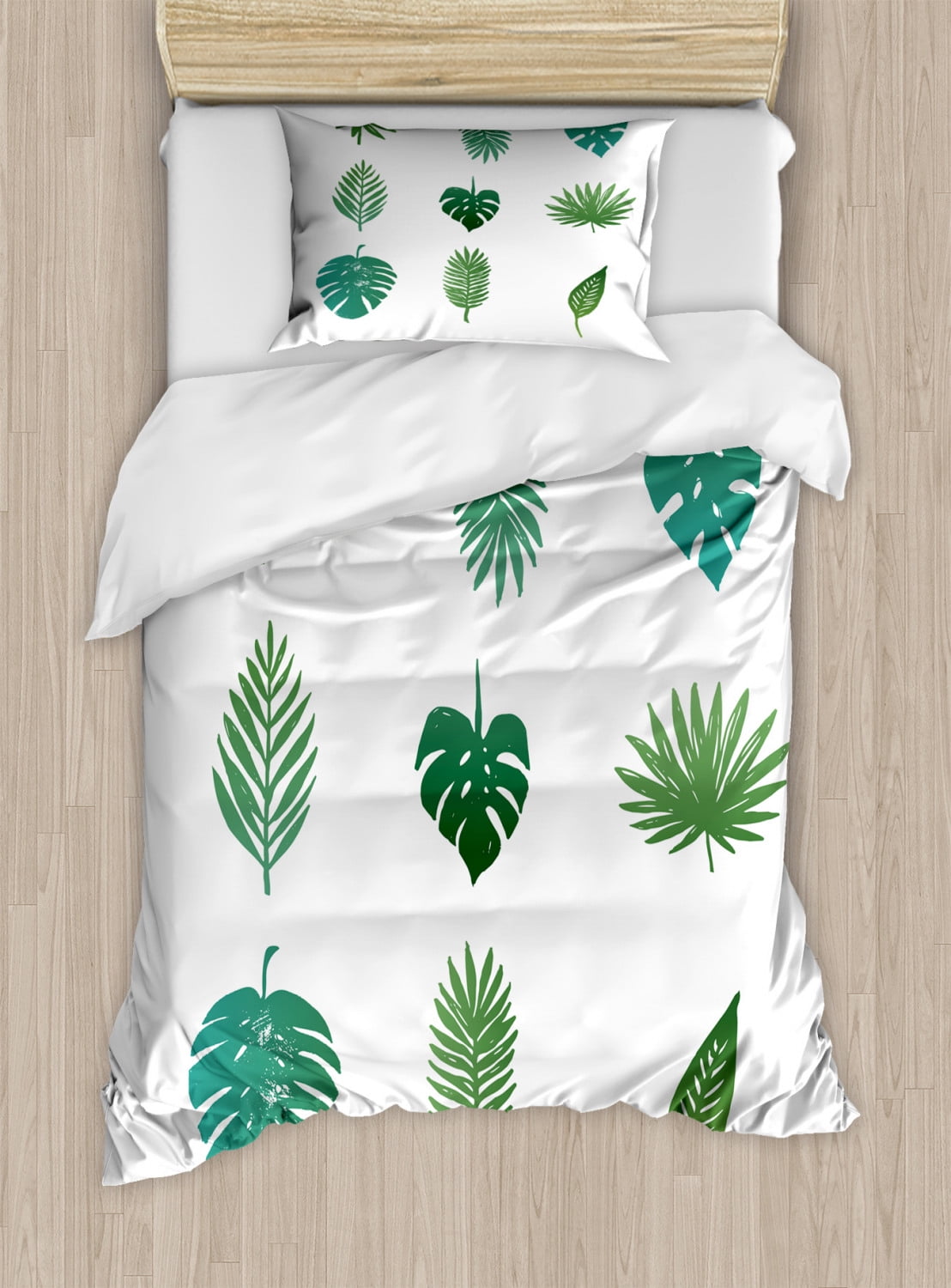 Palm Tree Twin Size Duvet Cover Set, Tropical Paradise Island Nature ...