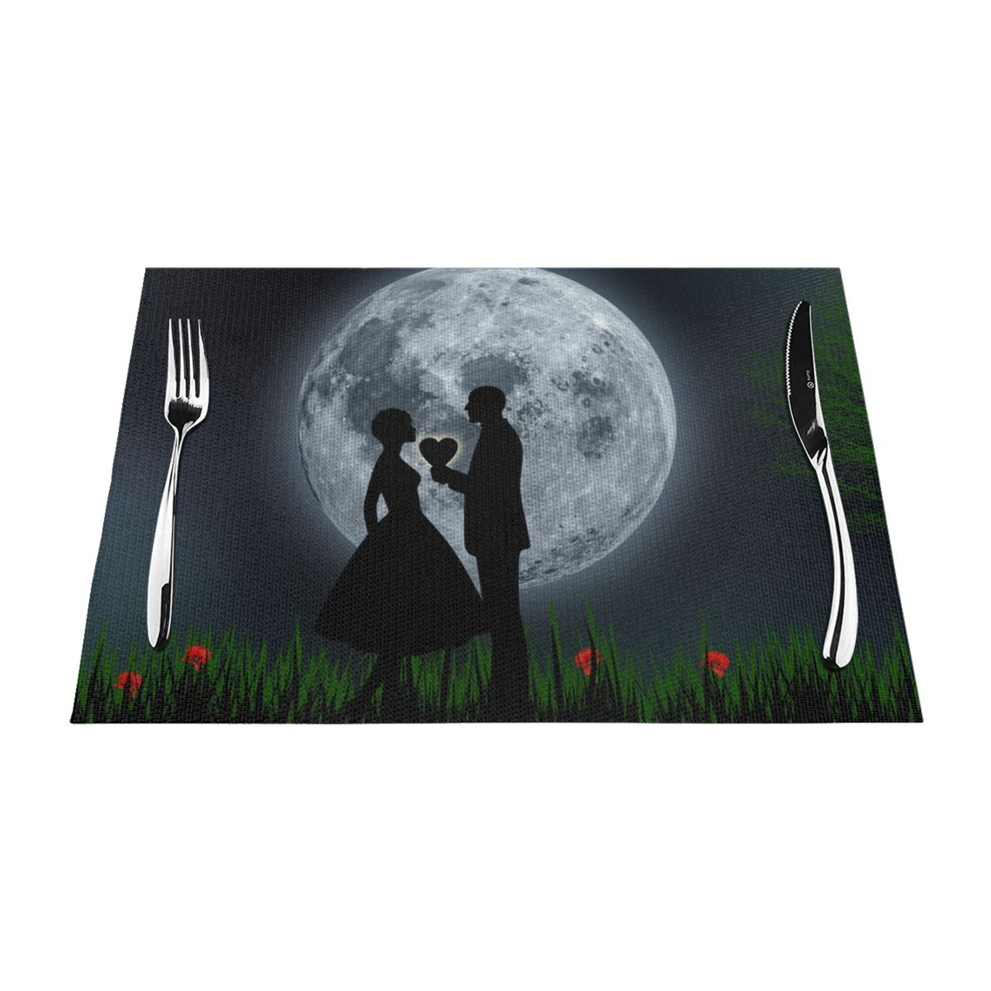 XMXY Woven Placemats Set of 6 PCS, Love Romantic Night Table Mats ...
