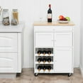 Gymax Modern Kitchen Cart Trolley with Drawer, Doors, Wheels, and Wood ...
