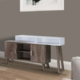 2 Tier Console Table with 4 Compartments and Cabinets White and Brown ...