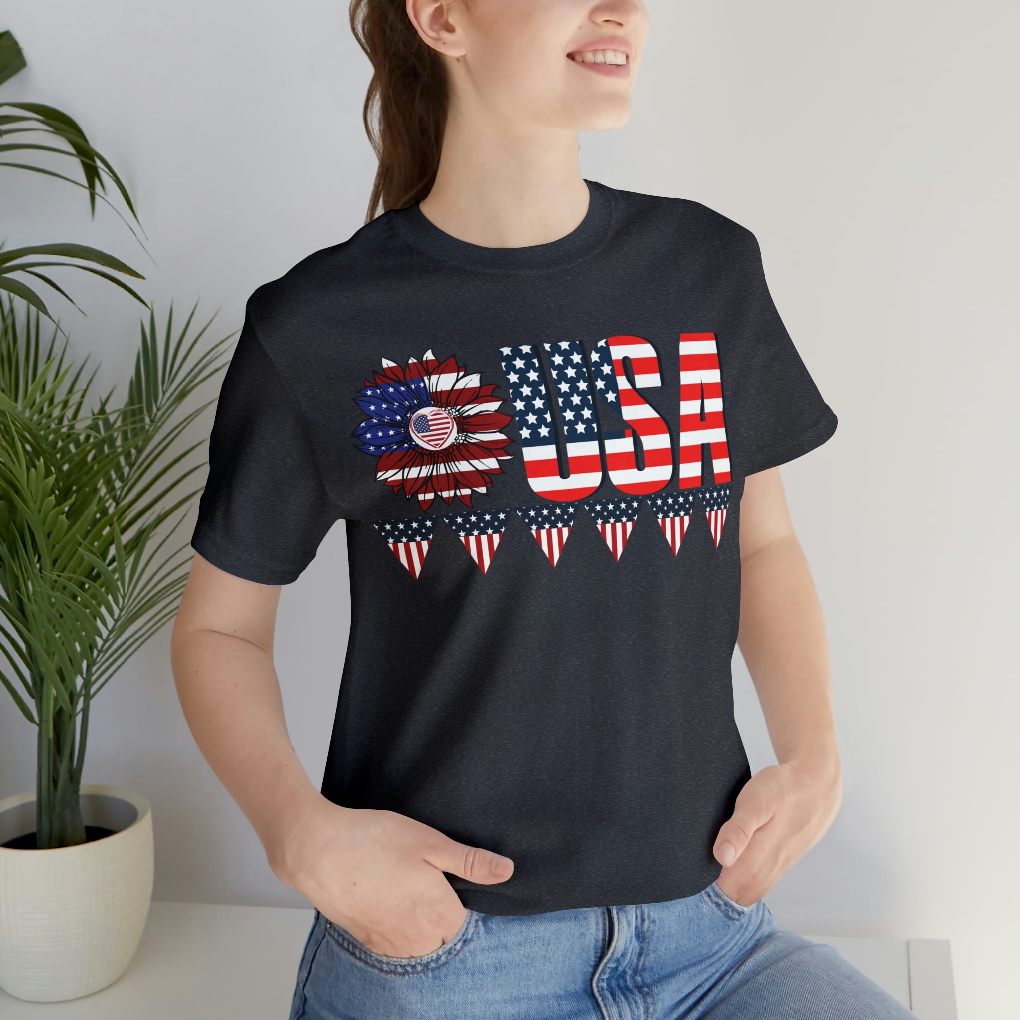 Flower USA American flag shirt, Red white and blue shirt, 4th of July ...