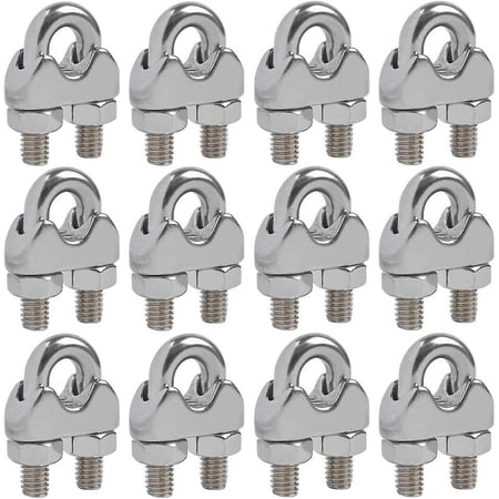 12 Pieces Wire Rope Clip, M4 U Bolt Clip, Cable Clamps, For 304 ...