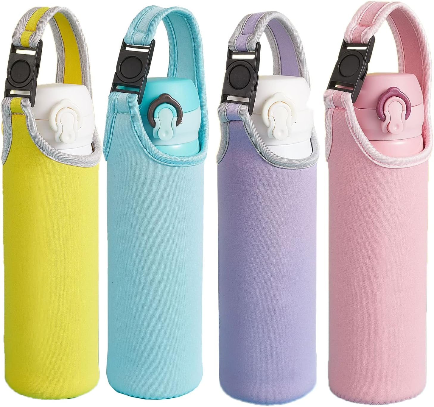 4 Piece Insulated Water Bottle Cover, Neoprene Bottle Sleeve, Non-Slip ...
