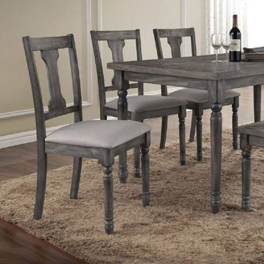 ACME Drake Side Chair, Gray Fabric & Espresso (Set of 2) - Walmart.com