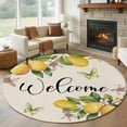 5ft Round Rug Yellow Lemon Area Rugs for Living Room Bedroom Washable ...