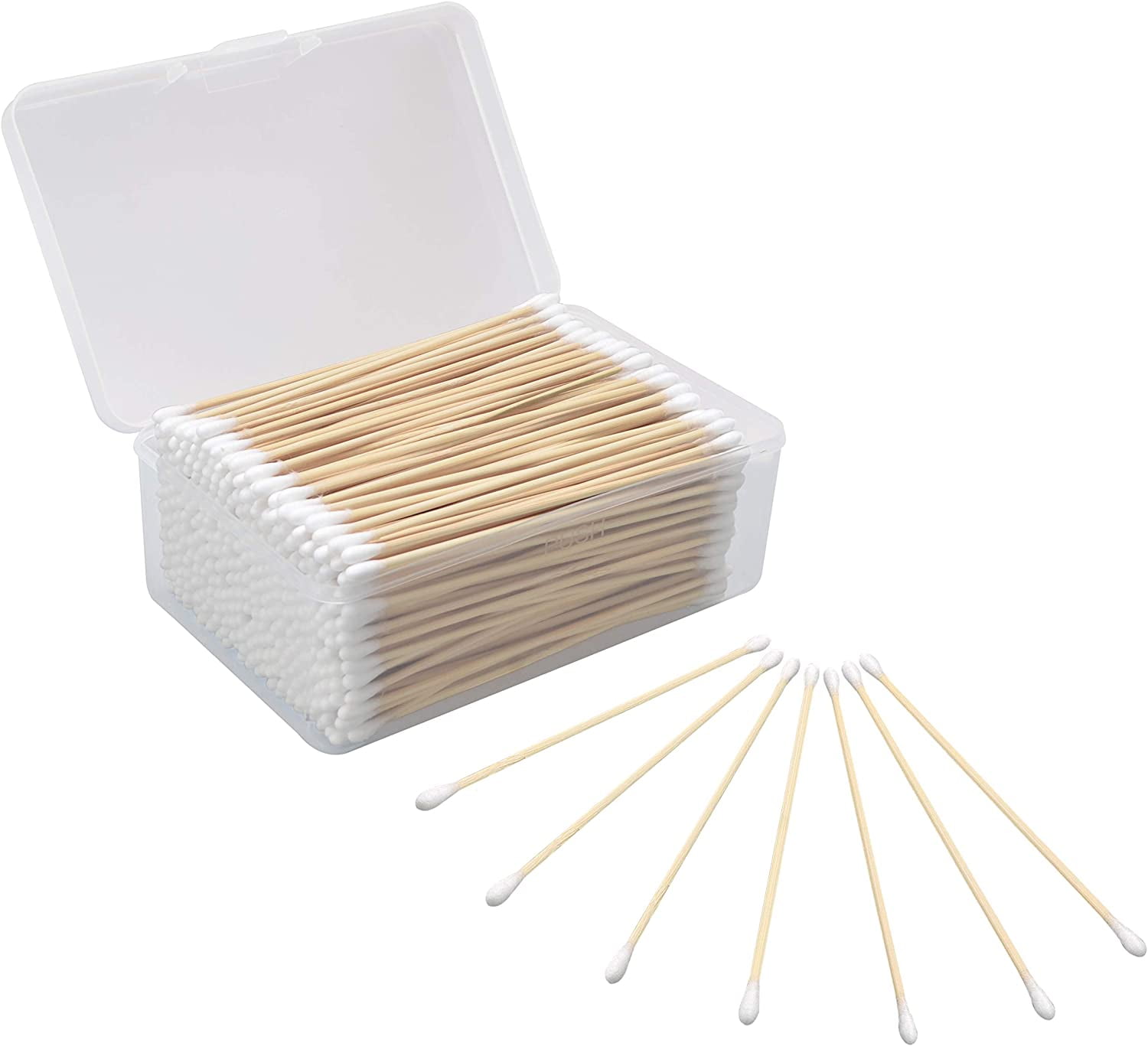 6 Inch Cotton Swabs with Bamboo Handle in Storage Case For Gun Cleaning ...