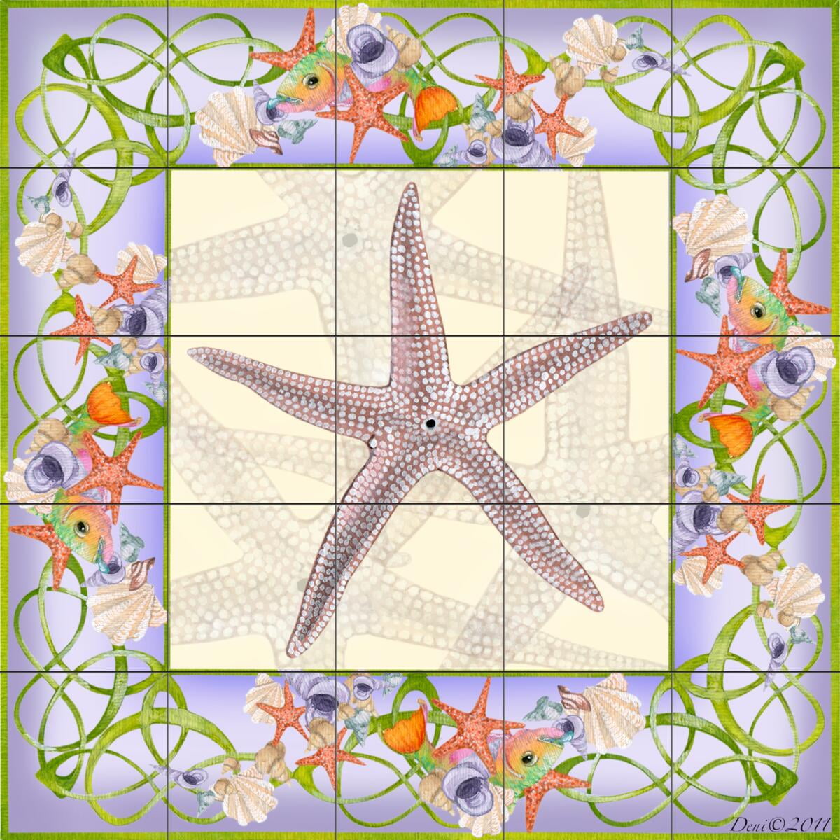 Tile Mural Bathroom Backsplash - Seashell Square 9-DF - by Denise ...