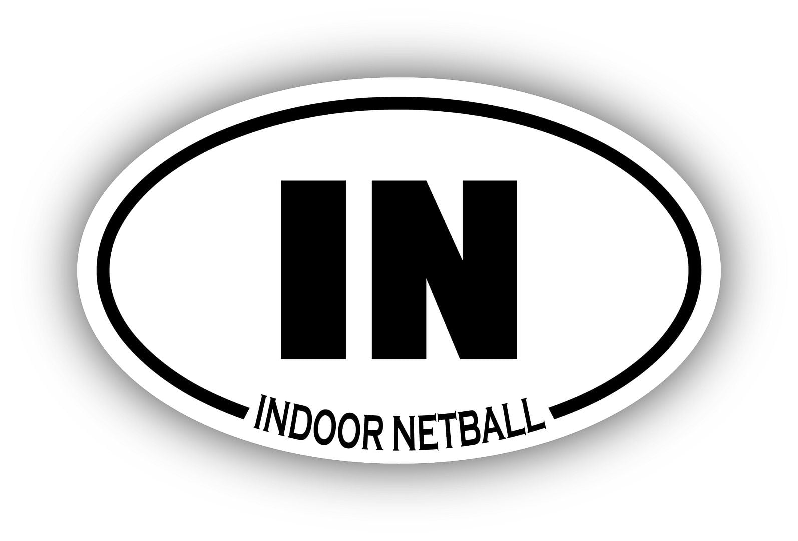 Indoor Netball IN Oval Bumper Sticker 3M Vinyl Decal 3 in x 5 in ...