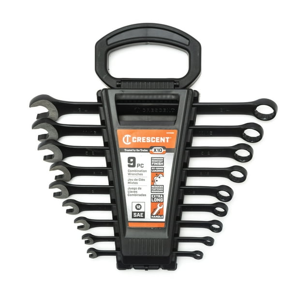 Crescent CCWS9BS 9 Pc. X10 12 Point Long Pattern Combination SAE Wrench ...