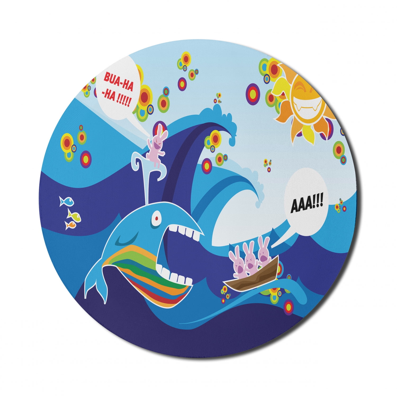 Whale Mouse Pad for Computers, Colored Hand Drawn Style Whale Fish and ...