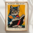 Cat Reading Wall Art Poster – Wake Up and Read Retro Library Print ...