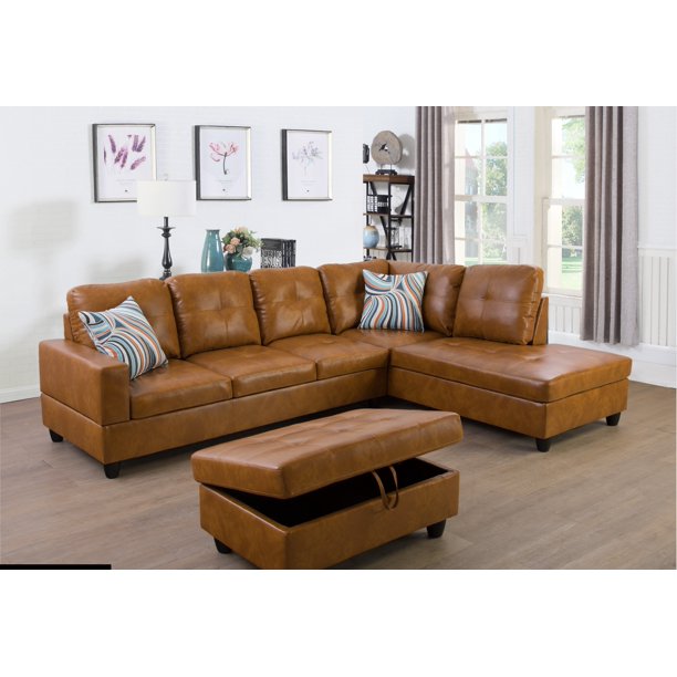 Jesse Right Hand Sectional Sofa Set with ottoman - Walmart.com