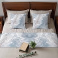 Bed Runner for Cal King Size Bed, Light Blue Marble 3 Pcs Bedding ...