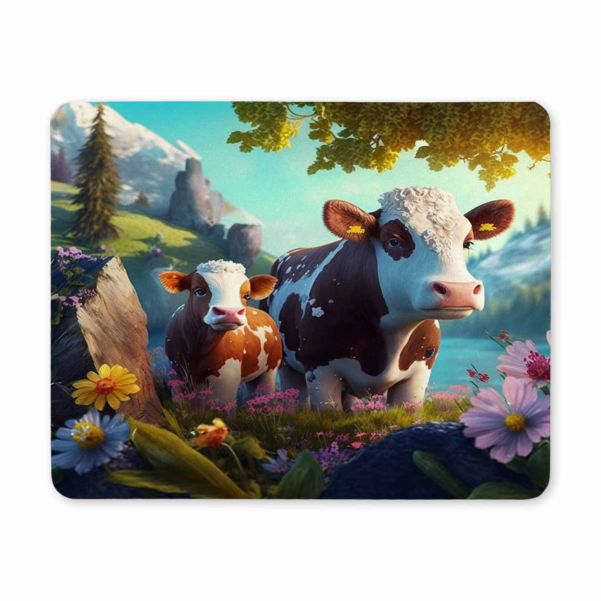 Mouse Pad Animal Cow Head Printed Mouse Pad with Anti-Slip Rubber Base ...